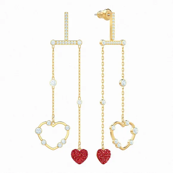 施华洛世奇/Swarovski 耳饰 OXO 穿孔耳环, 红色, 镀金色 5460324-小迈步海淘品牌官网