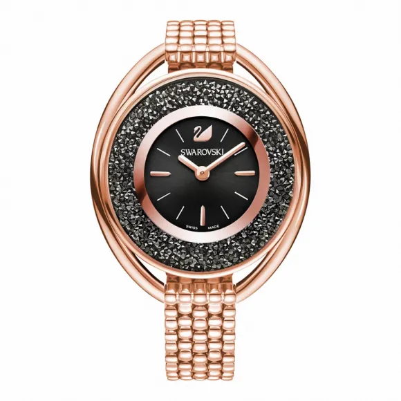 施华洛世奇/Swarovski Crystalline Oval 腕表, 金属手链, 黑色, 玫瑰金色调 PVD 5480507-小迈步海淘品牌官网