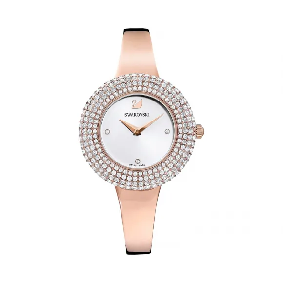 施华洛世奇/Swarovski Crystal Rose 腕表 瑞士制造 金属手链 玫瑰金色调 玫瑰金色调润饰 5484073-小迈步海淘品牌官网