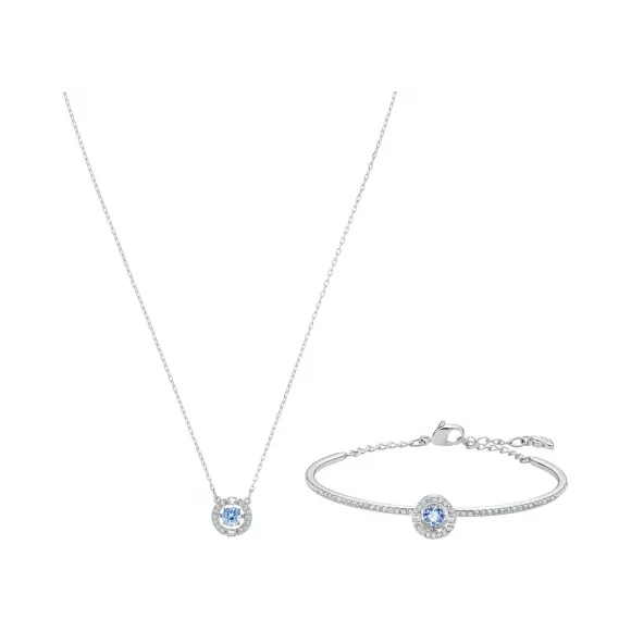 施华洛世奇/Swarovski Sparkling Dance 套装, 蓝色, 镀铑 5506386-小迈步海淘品牌官网