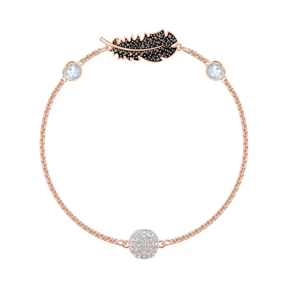 施华洛世奇/Swarovski Remix Collection Feather Strand, 黑色, 镀玫瑰金色调 5511101-小迈步 ...