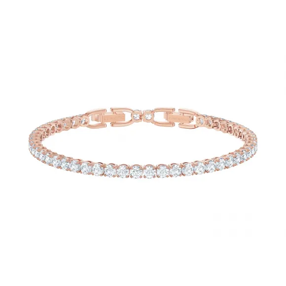 施华洛世奇/Swarovski Tennis Deluxe 手链 圆形切割 白色 镀玫瑰金色调 5513400-小迈步海淘品牌官网