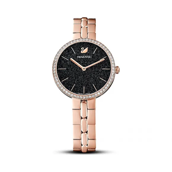施华洛世奇/Swarovski Cosmopolitan 腕表 金属手链 黑色 玫瑰金色调 PVD 5517797-小迈步海淘品牌官网