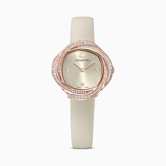 施华洛世奇/Swarovski Crystal Flower 腕表 真皮表带 灰色 玫瑰金色 PVD 5552424-小迈步海淘品牌官网