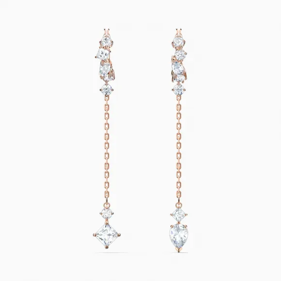 施华洛世奇/Swarovski Attract 穿孔耳环 白色 镀玫瑰金色 5563118-小迈步海淘品牌官网