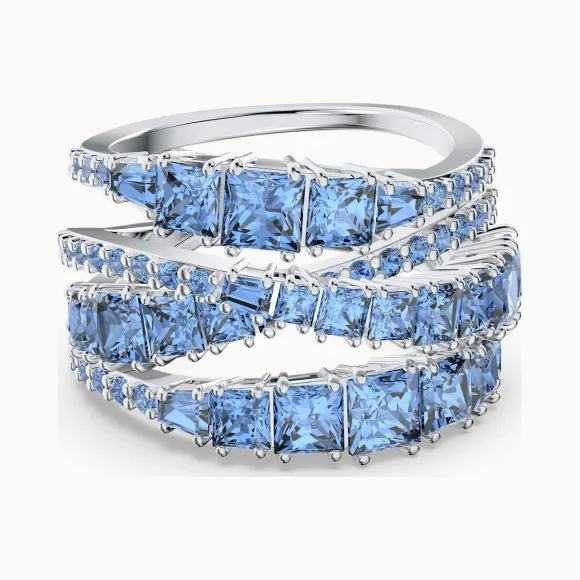 施华洛世奇/Swarovski Twist Wrap 戒指 蓝色 镀白金色 5584651-小迈步海淘品牌官网