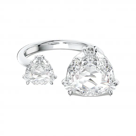 施华洛世奇/Swarovski Millenia 开口戒指 三菱形切割 白色 镀铑 5609005-小迈步海淘品牌官网