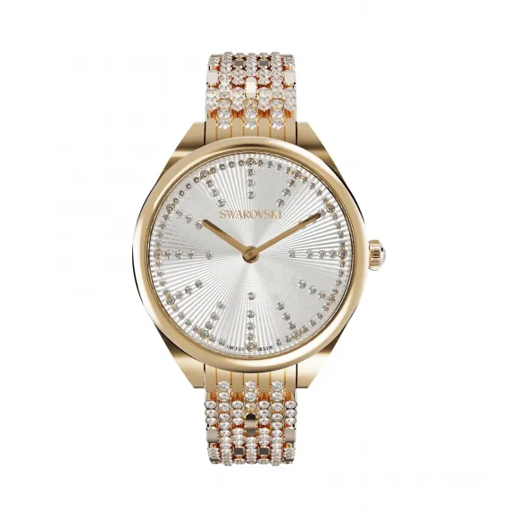 施华洛世奇/Swarovski Attract 腕表 瑞士制造 密镶 金属手链 金色 香槟金色调润饰 5610484-小迈步海淘品牌官网
