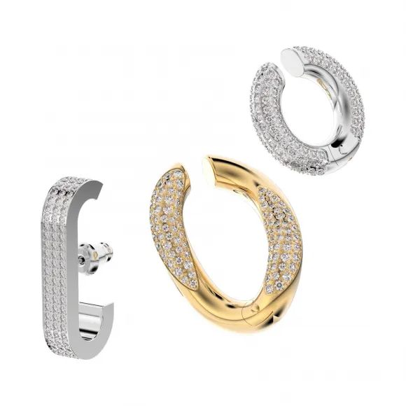 施华洛世奇/Swarovski Dextera 耳骨夹 套装（3）、不对称 白色 混合金属润饰 5615735-小迈步海淘品牌官网