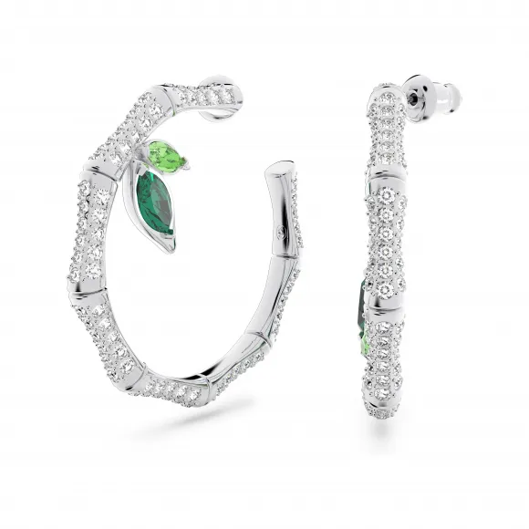 施华洛世奇/Swarovski Dellium 大圈耳环 竹子 绿色 镀铑 5645373-小迈步海淘品牌官网