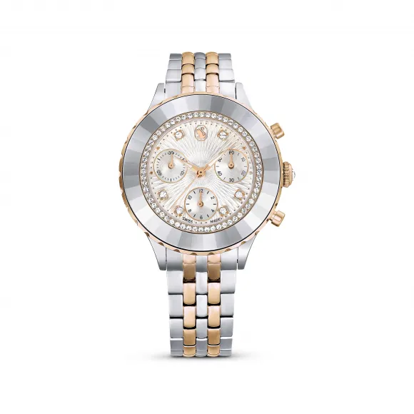 施华洛世奇/Swarovski Octea Chrono 腕表 瑞士制造 金属手链 玫瑰金色调 混合金属润饰 5672937-小迈步海淘品牌官网