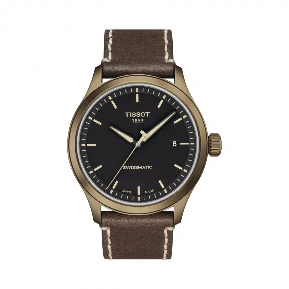 天梭/Tissot XL系列 316L精钢表壳，具有卡其色PVD镀层 43 MM X 43 MM 自动上弦机械机芯 男表 T116.407 ...