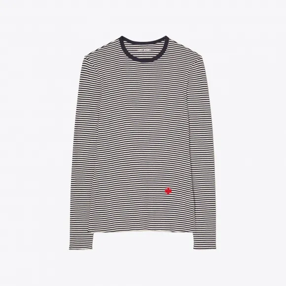 汤丽柏琦/Tory Burch 轻盈条纹罗纹长袖 T 恤 78472-432-小迈步海淘品牌官网