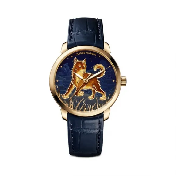 雅典/Ulysse Nardin 经典系列 18k玫瑰金 自动机械 男表 8152-111-2-DOG-小迈步海淘品牌官网
