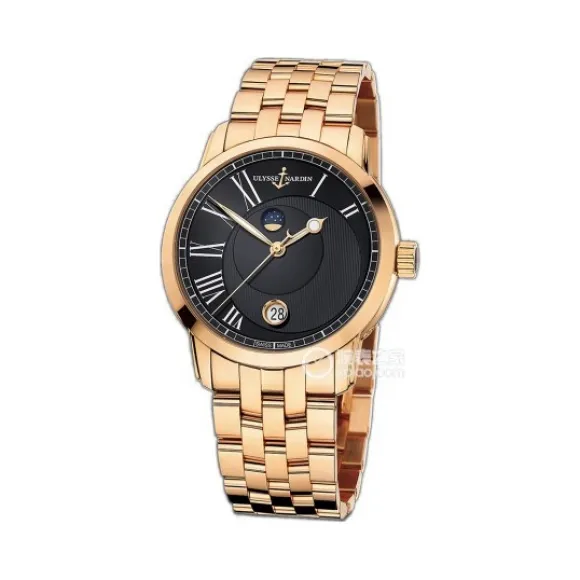 雅典/Ulysse Nardin 鎏金系列 18k玫瑰金 自动机械 男表 8296-122-8-422-小迈步海淘品牌官网