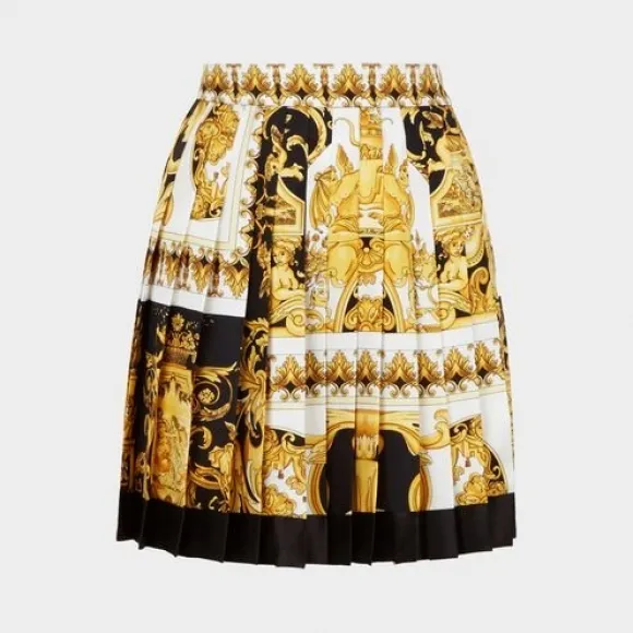 范思哲/Versace Barocco SS'92 印花褶饰半身裙 A79448-A225588_A7008-小迈步海淘品牌官网