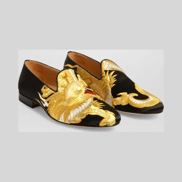 范思哲/Versace Dragon印花缎面乐福鞋 DSU6488-D14RC_D41OH-小迈步海淘品牌官网