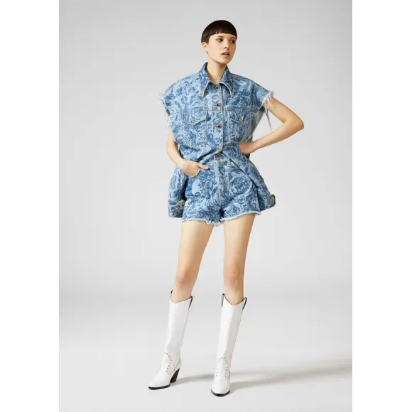 范思哲/Versace Baroque印花牛仔短裤 EA3HUA184-EAO93C_E904-小迈步海淘品牌官网