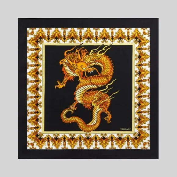 范思哲/Versace Dragon印花桑蚕丝方巾 IFO7001-IT03453_I7900-小迈步海淘品牌官网
