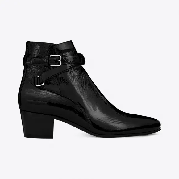 伊夫圣罗兰 Yves Saint Laurent 标志性blake 40黑色漆皮短马靴 316237d27001000 小迈步海淘品牌官网