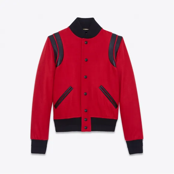 伊夫圣罗兰/Yves Saint laurent Varsity jacket in red virgin wool 37628-小迈步海淘品牌官网