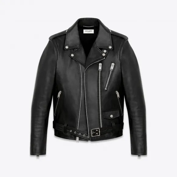 伊夫圣罗兰 Yves Saint Laurent 经典黑色水洗真皮机车夹克 397292y5yc11000 小迈步海淘品牌官网
