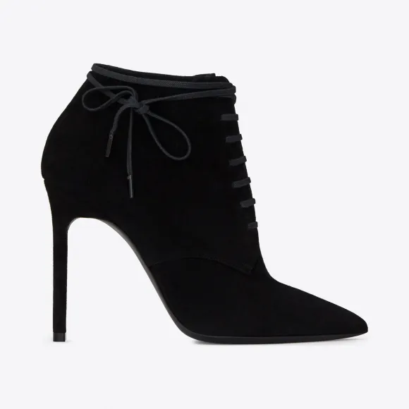 伊夫圣罗兰 Yves Saint Laurent Anja 105黑色绒面革踝靴 503828c20001000 小迈步海淘品牌官网