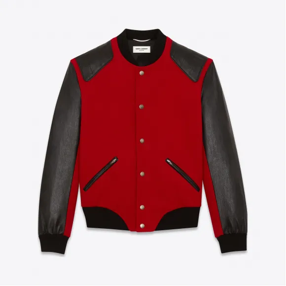 伊夫圣罗兰/Yves Saint laurent HEAVEN Varsity jacket in red felt and b-小迈步海淘品牌官网