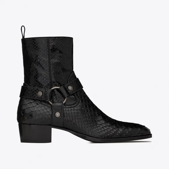 伊夫圣罗兰 Yves Saint Laurent Wyatt漆木蟒蛇形马靴 528399em7701000 小迈步海淘品牌官网