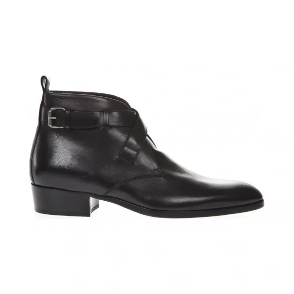 伊夫圣罗兰 Yves Saint Laurent 黑色wyatt皮革踝靴 5551940zz001000 小迈步海淘品牌官网