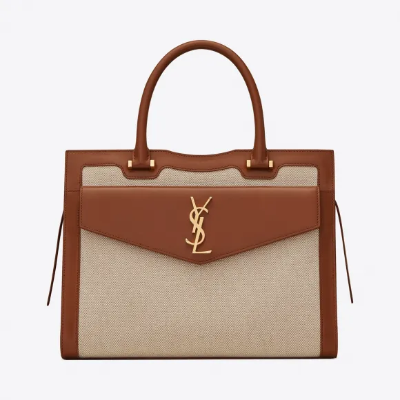 伊夫圣罗兰/Yves Saint laurent 女士 UPTOWN中号帆布和光滑皮革托特包 557653HZD2J9380-小迈步海淘品牌官网