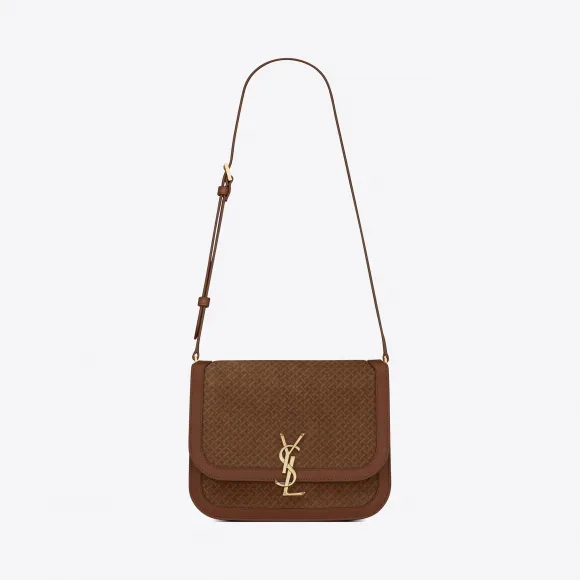 伊夫圣罗兰/Yves Saint laurent SOLFERINO中号皮革和编织绒面材质印花肩背包 63502525F1W2782-小迈步海 ...