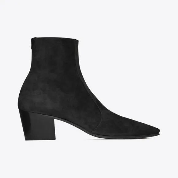 伊夫圣罗兰 Yves Saint Laurent Vassili绒面材质拉链靴 66762027d001000 小迈步海淘品牌官网
