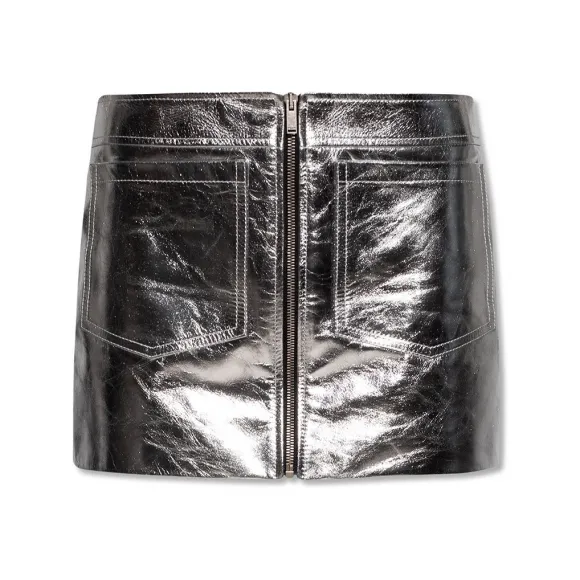 伊夫圣罗兰/Yves Saint laurent 银色 外层:|小牛皮质|内层:|铜氨丝|真丝 女士 短裙 668990-YC2XP-8169 ...