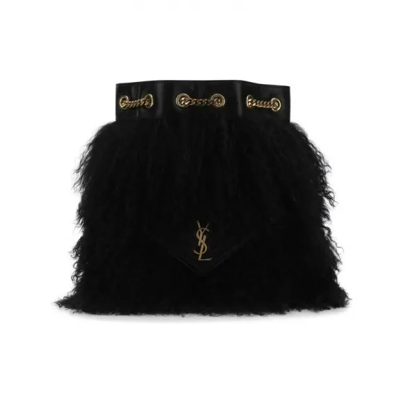 伊夫圣罗兰/Yves Saint laurent 黑色 Monogram 小羊皮剪羊毛 JOE 双肩包 672609AAAAV1000-小迈步 ...