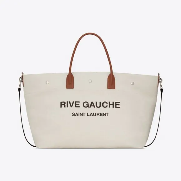伊夫圣罗兰/Yves Saint laurent rive gauche加大号印花帆布和光滑皮革购物袋 685543FAAEF9046-小迈步 ...